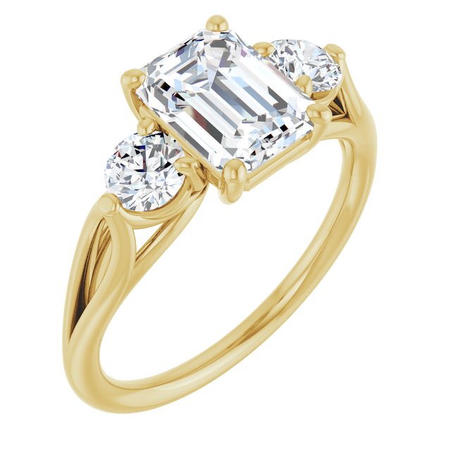 Emerald Engagement Ring 10K Yellow Emerald 8 × 6 mm 124260– Haejin Jewelry