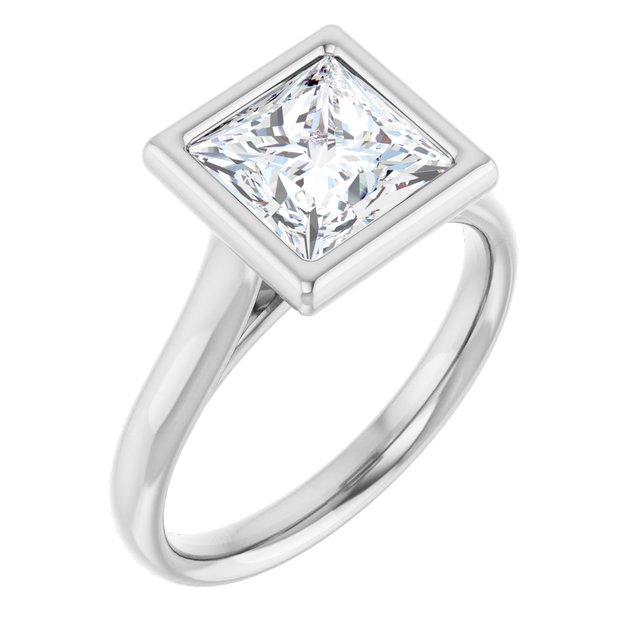 X1 Square Solitaire Engagement Ring 18K White Square 7 × 7 mm 585380 ...