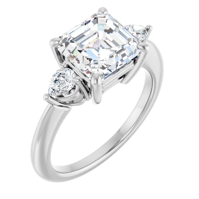 X1 Asscher Engagement Ring 10K White Asscher 8 × 8 mm 575716– Haejin ...