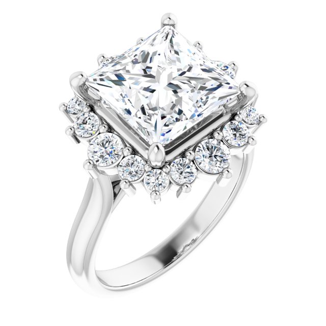 Platinum 9x9 mm Square 3/4 CTW Lab-Grown Diamond Semi-Set Engagement R ...