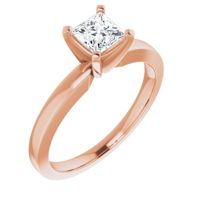 Square Solitaire Engagement Ring 18K Rose Square 4.5 × 4.5 mm 871140 ...