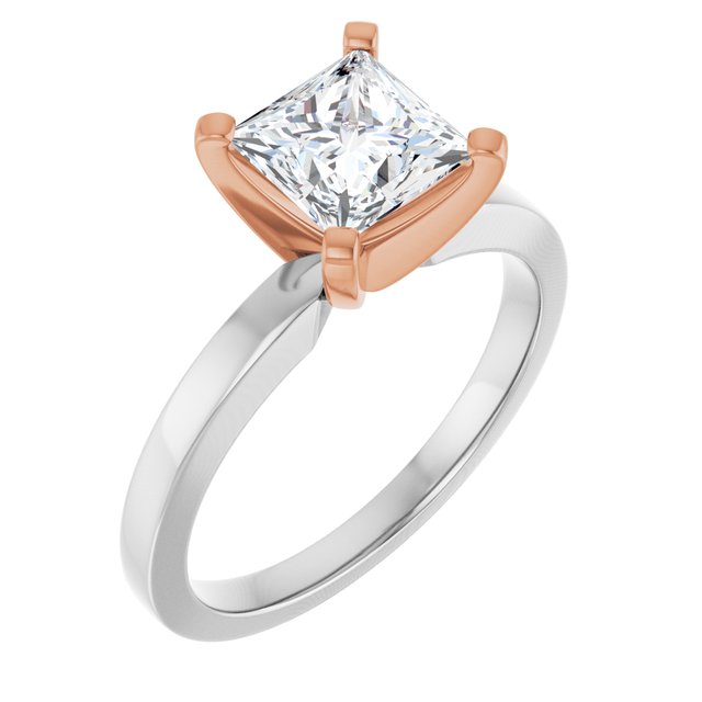 Square Solitaire Engagement Ring 18K White/Rose Square 6 × 6 mm 664484 ...